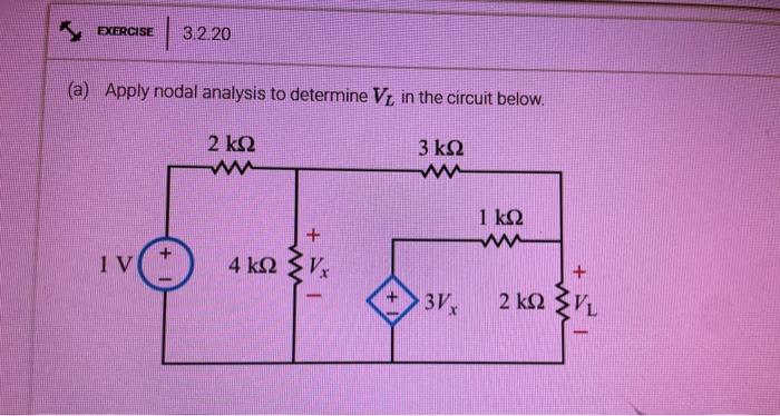 Solved (a) Apply nodal analysis to determine VL in the | Chegg.com