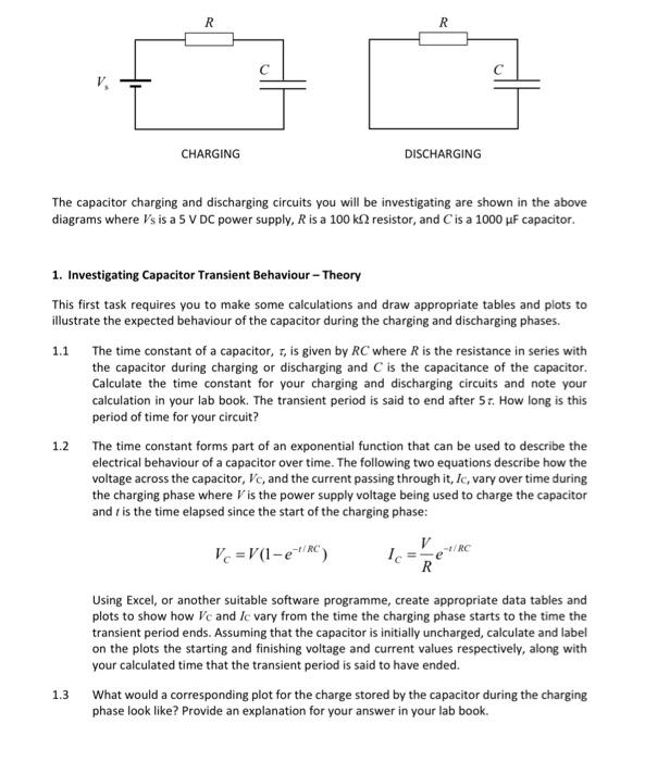 Solved R R CHARGING DISCHARGING The capacitor charging and | Chegg.com