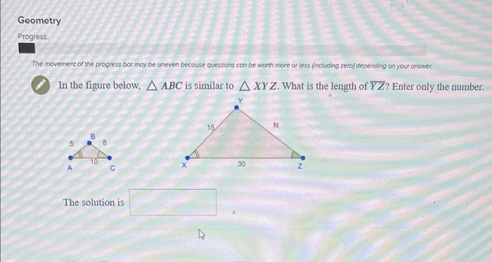 Solved Geometry Progress The movement of the progress bar | Chegg.com
