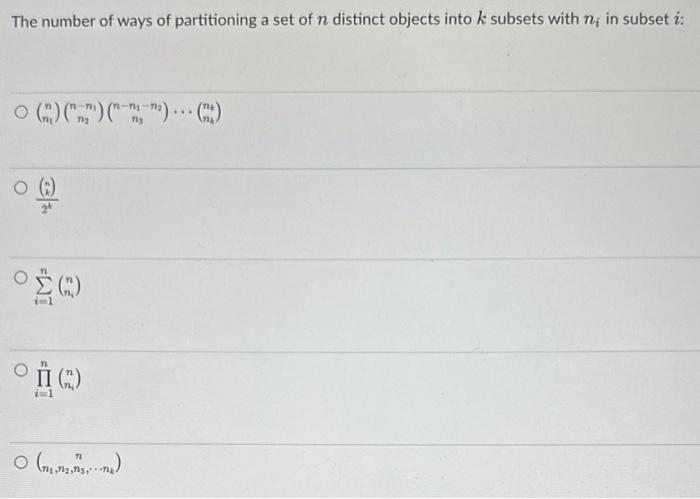 The number of ways of partitioning a set of n | Chegg.com