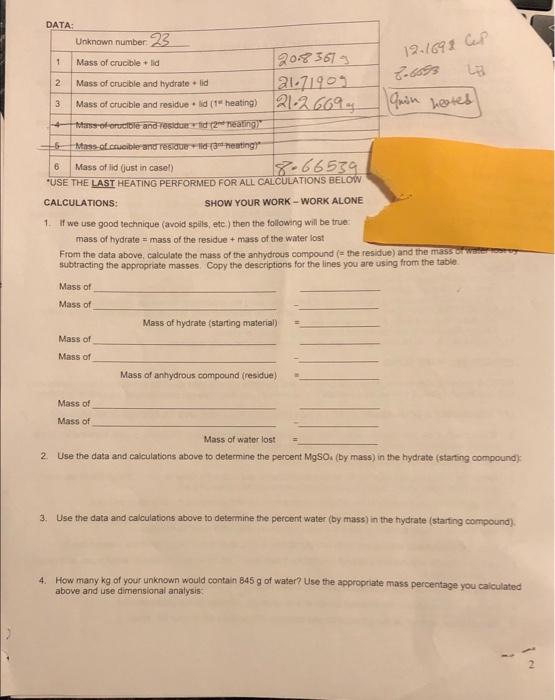 Solved Experiment 6 Name: EMPIRICAL FORMULAS Introduction: | Chegg.com
