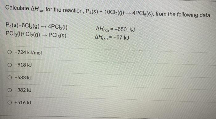 Solved Consider the reaction H2(g) + Cl2(g) → 2HCl(g) AH = | Chegg.com