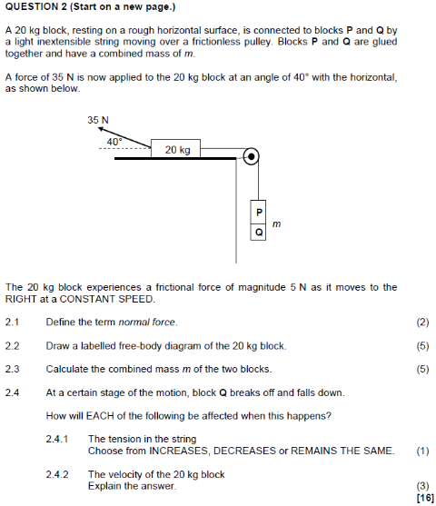 Solved QUESTION 2 (Start on a new page.)A 20 ﻿kg block, | Chegg.com