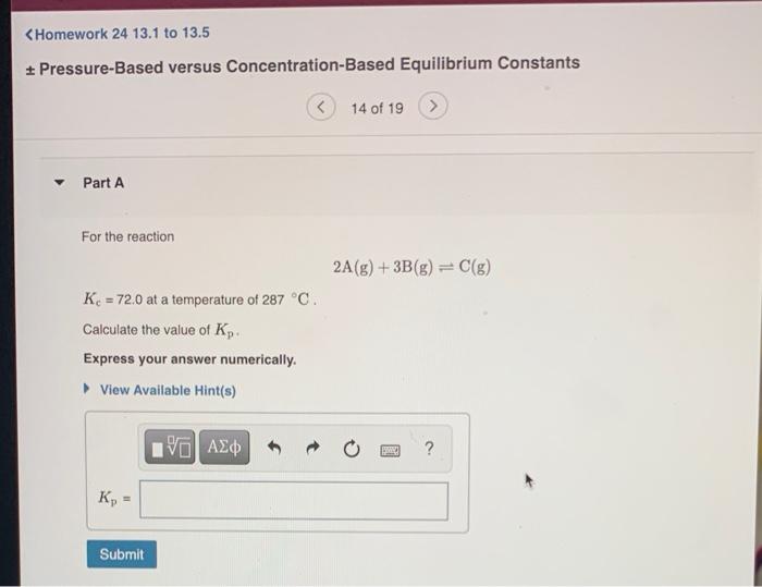 Solved ± Pressure-Based versus Concentration-Based | Chegg.com