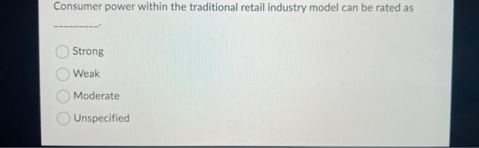 Solved Consumer power within the traditional retail industry | Chegg.com