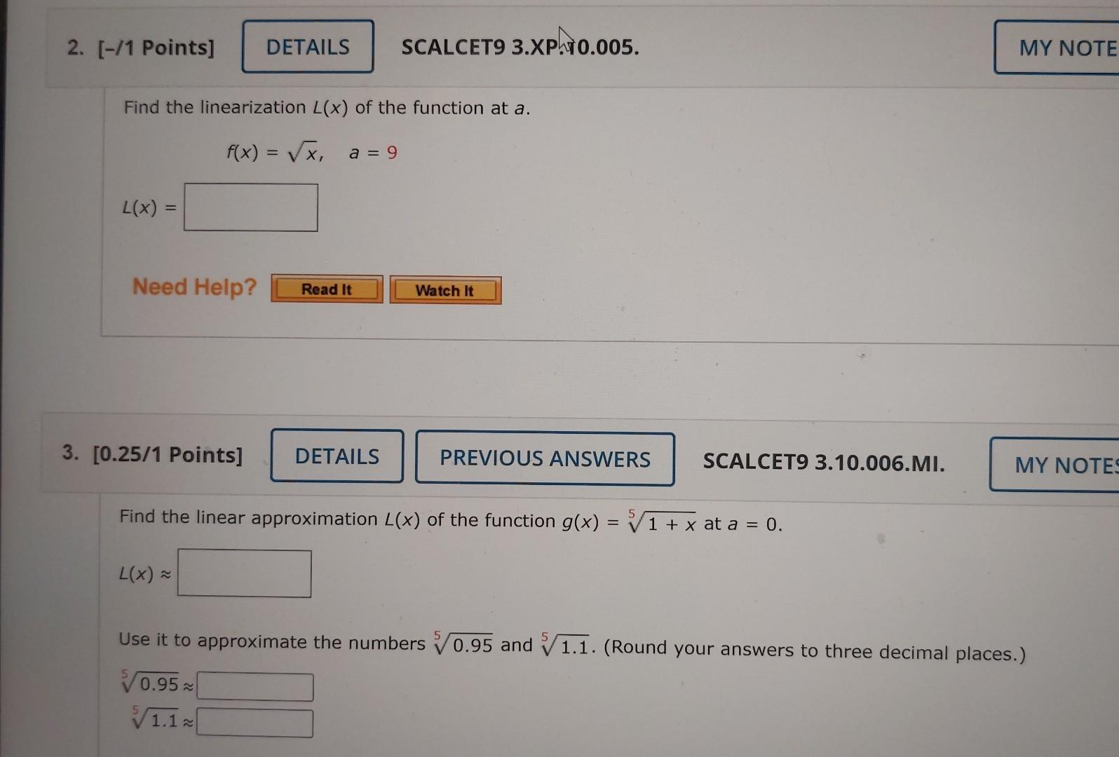 Solved [-/1 Points] SCALCET9 3.XP.寸े0.005. Find the | Chegg.com