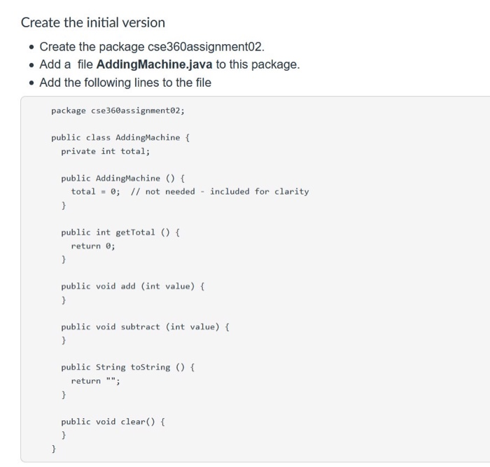 Solved Create the initial version • Create the package | Chegg.com