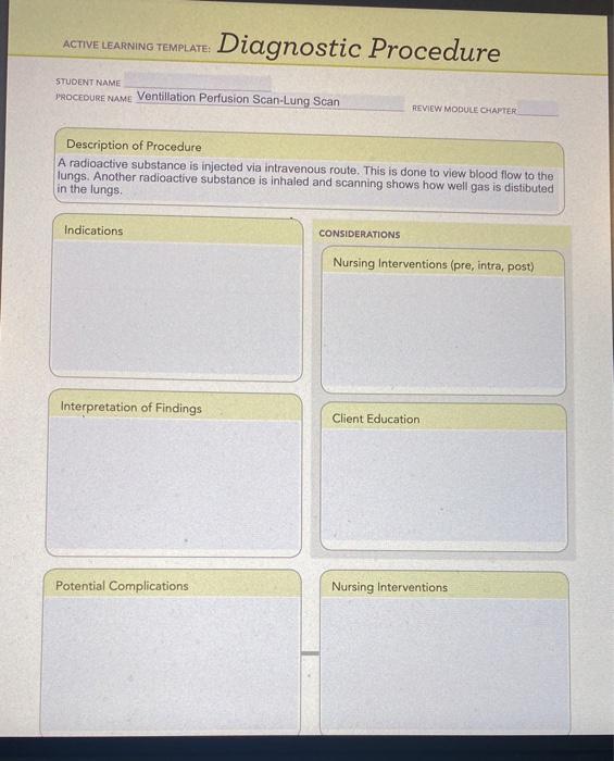 Solved ACTIVE LEARNING TEMPLATE: Diagnostic Procedure | Chegg.com