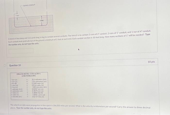 Solved 1 foot Question 10 A trench 4 feet deep and 122 yards | Chegg.com