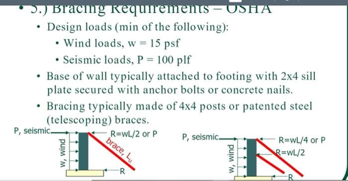 Solved calculate the bracing requirements (how many we need, | Chegg.com