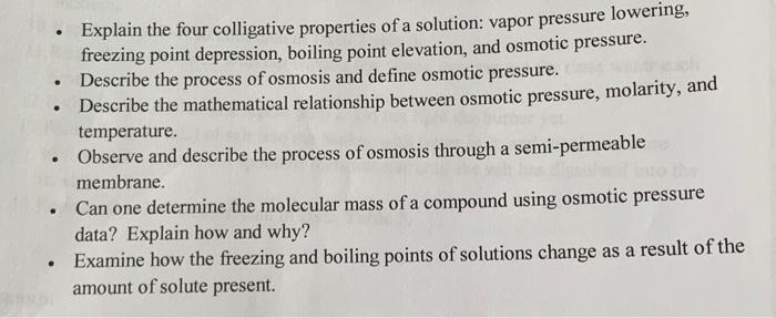 Solved . . Explain the four colligative properties of a | Chegg.com