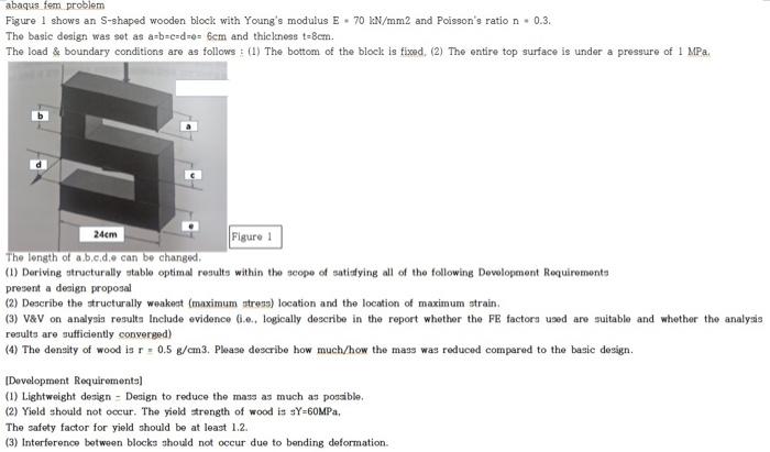 Solved abaqus tem problem Figure 1 shows an S-shaped wooden | Chegg.com