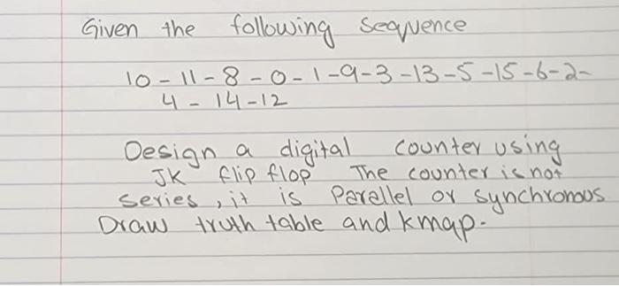 10−11−8−0−1−9−3−13−5−15−6−2−4−14−12 Design a digital | Chegg.com
