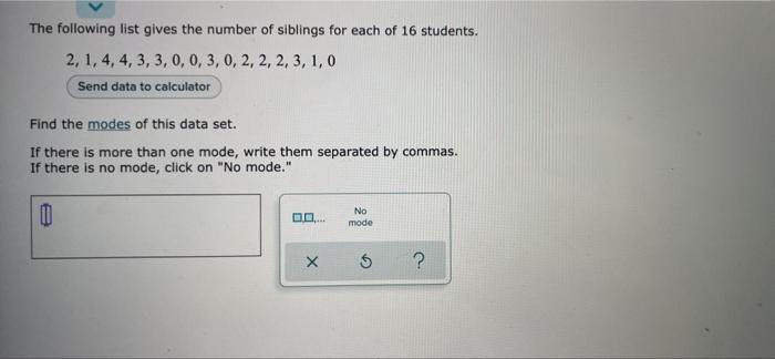 Solved The following list gives the number of siblings for | Chegg.com