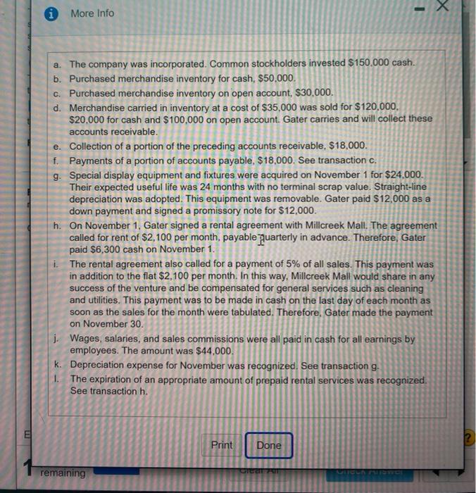 Solved The Gater Company was incorporated on November 1, | Chegg.com