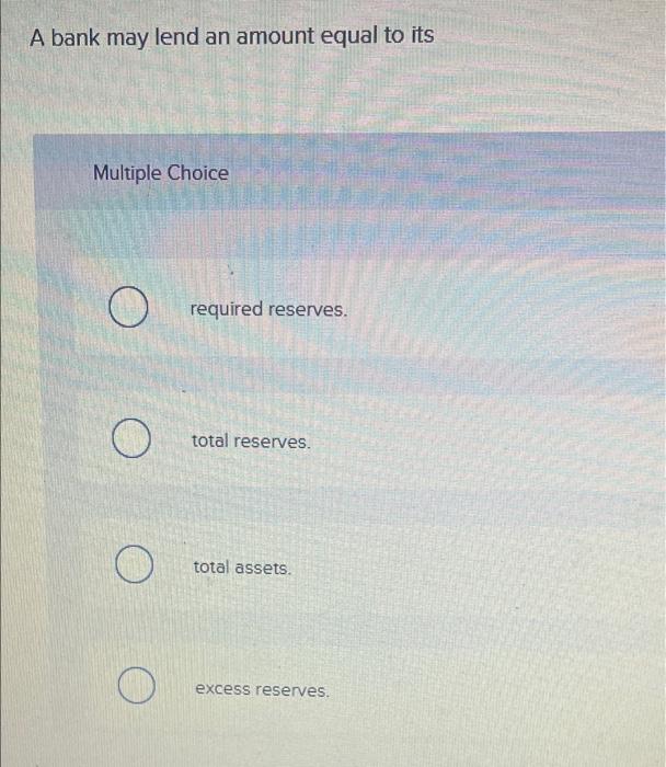 Solved Which of the following sets the legal minimum reserve | Chegg.com