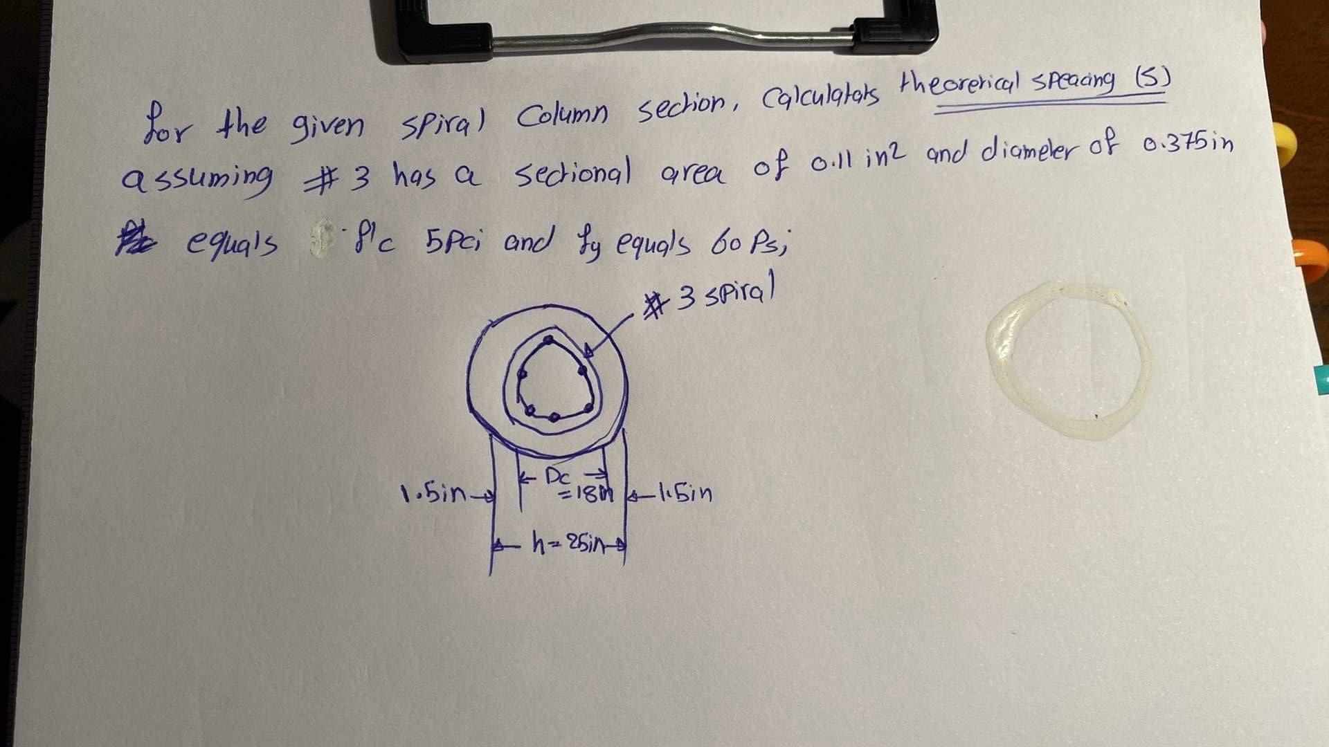 Solved Lor the given spiral Column section, Calculatats | Chegg.com