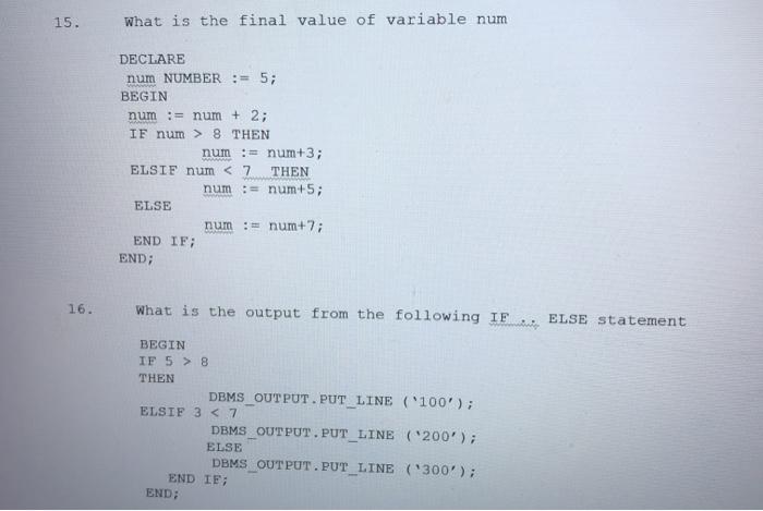 Solved 15. What is the final value of variable num DECLARE | Chegg.com