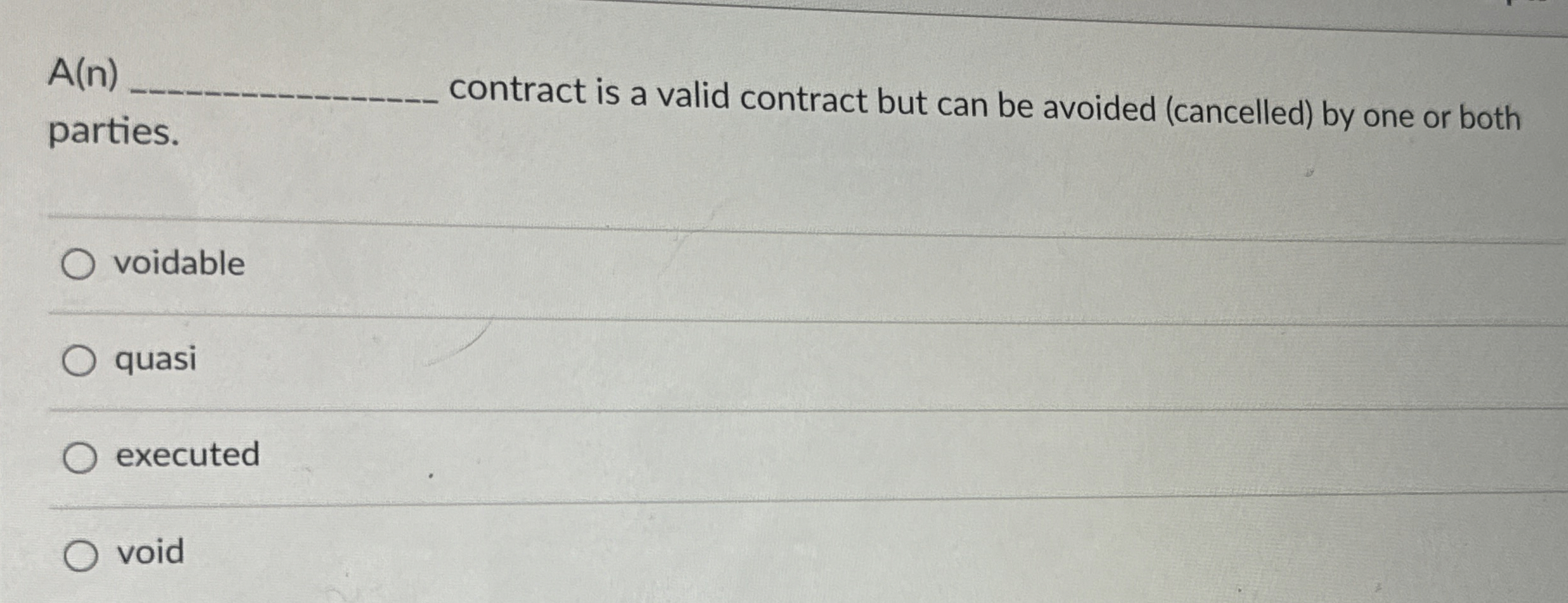 Solved A(n) ﻿parties. contract is a valid contract but can | Chegg.com