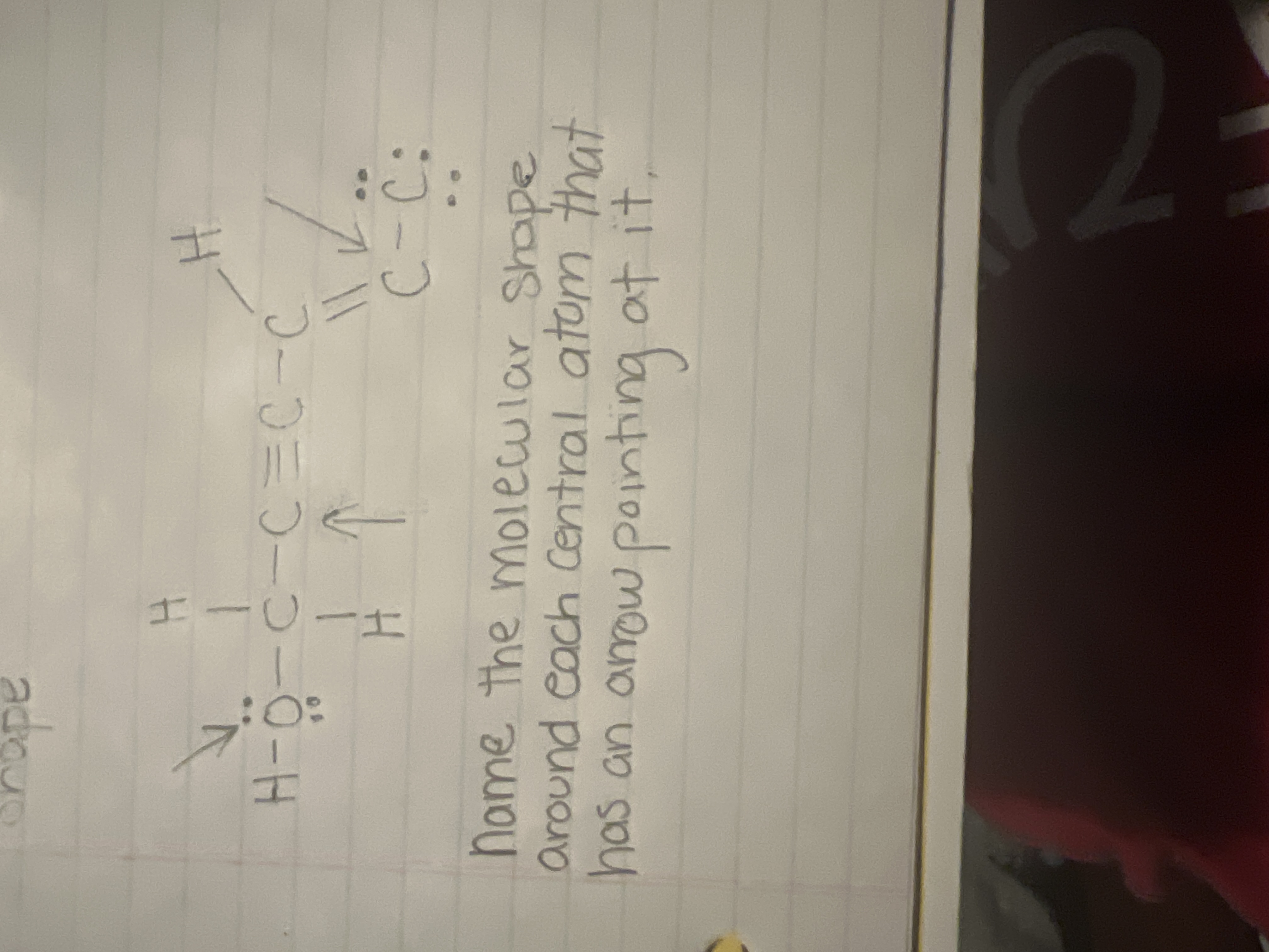 Solved name the molecular shapearound each central atom | Chegg.com