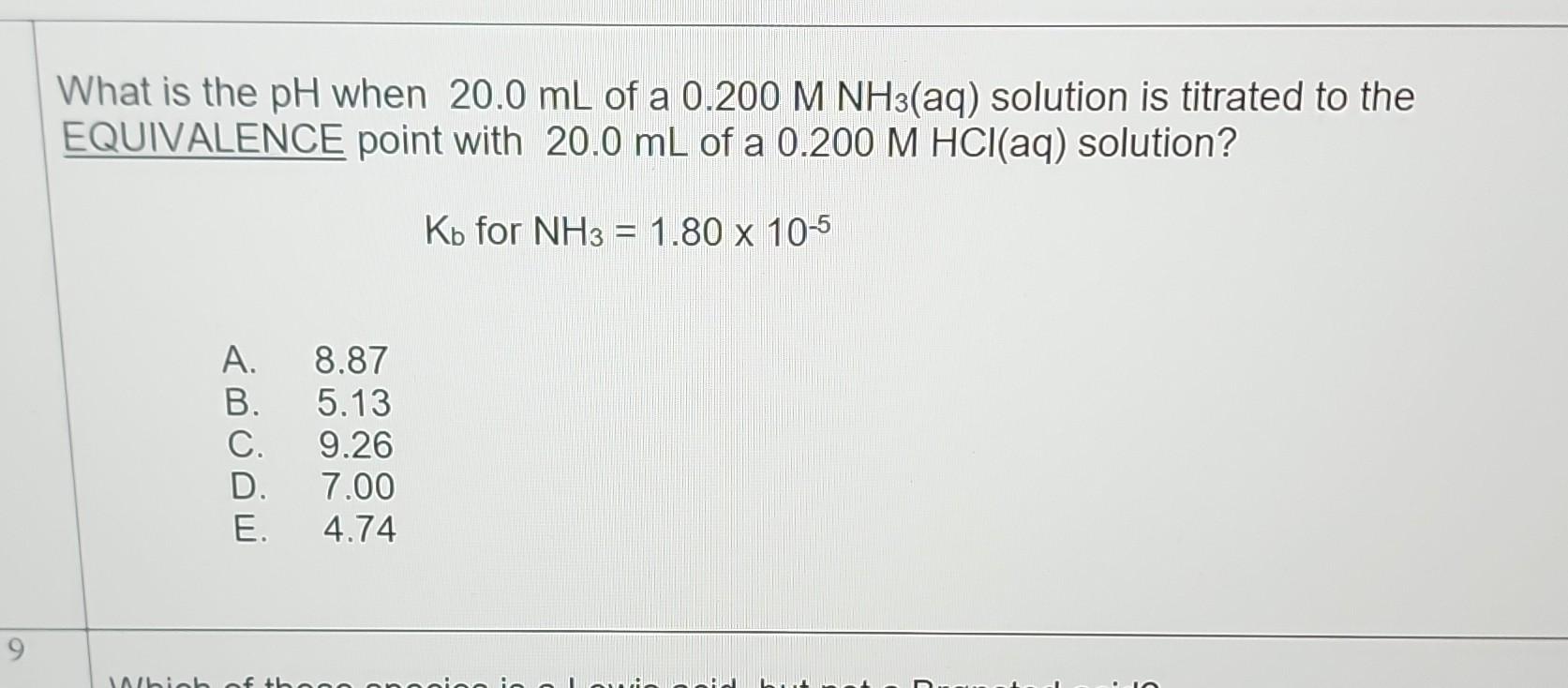 Solved What is the pH when 20.0 mL of a 0.200MNH3(aq) | Chegg.com