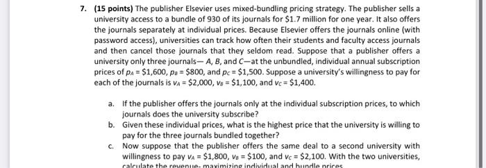 Solved 7. (15 points) The publisher Elsevier uses | Chegg.com