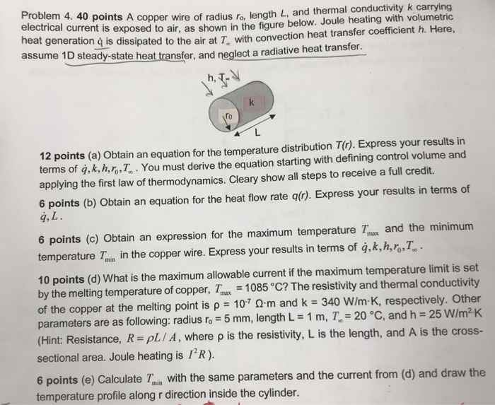 Solved Problem 4. 40 points A copper wire of radius ro, | Chegg.com