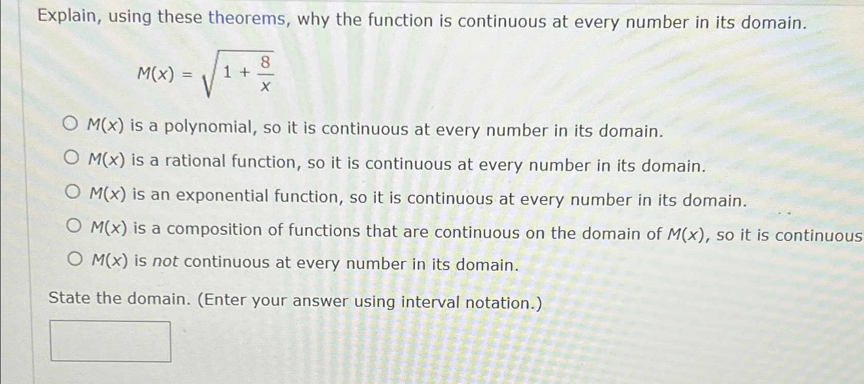 Solved Explain, using these theorems, why the function is | Chegg.com