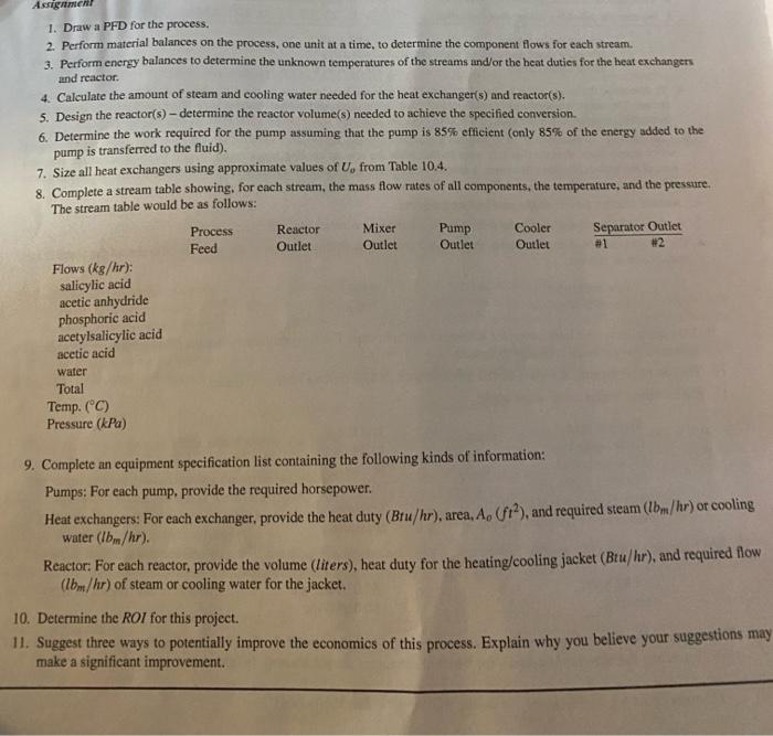 Solved 1. Draw a PFD for the process. 2. Perform material | Chegg.com