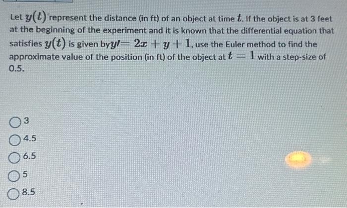 Let y(t) represent the distance ( in ft) of an object | Chegg.com