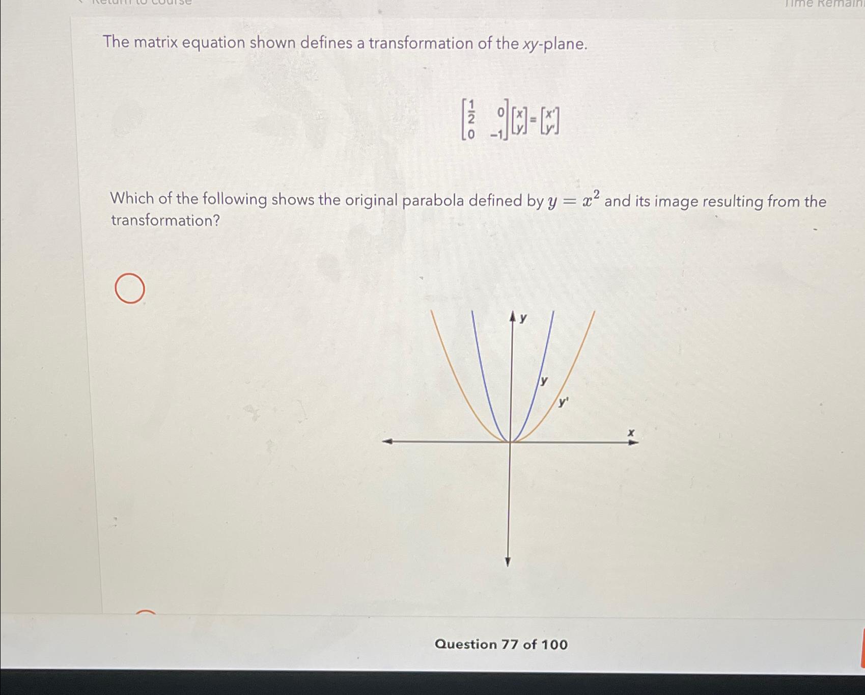 Solved The matrix equation shown defines a transformation of | Chegg.com