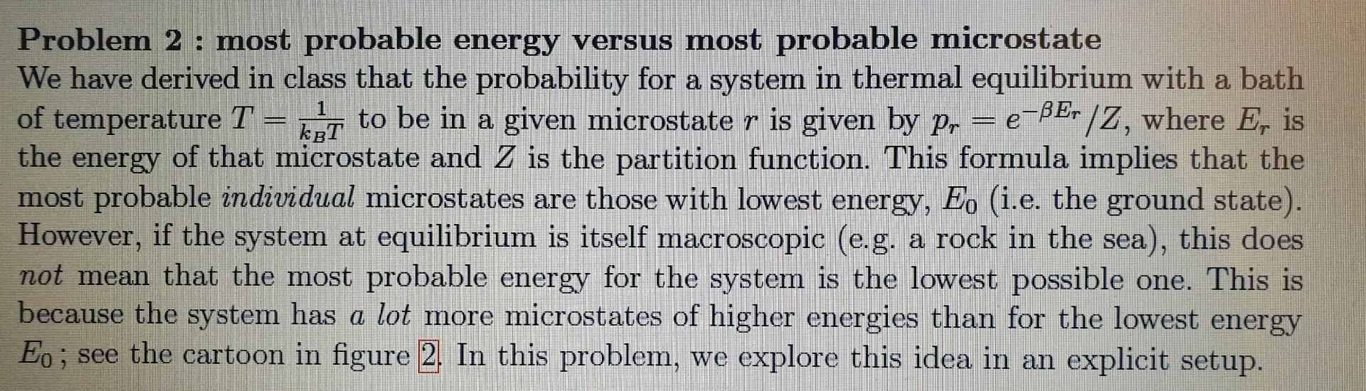 Problem 2: most probable energy versus most probable | Chegg.com