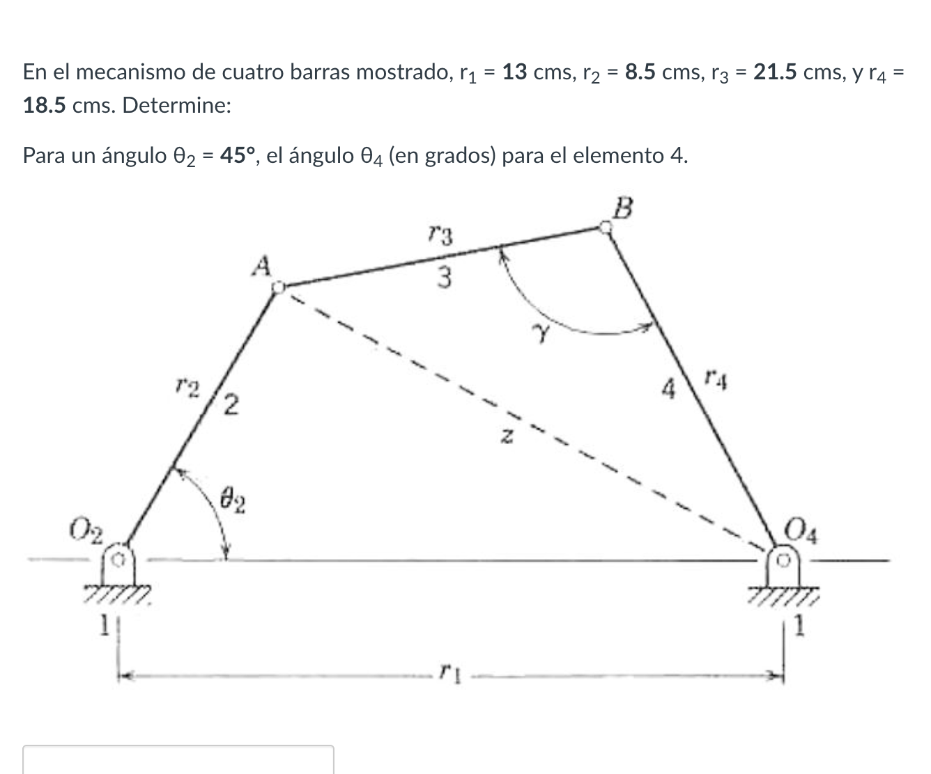 Solved En el mecanismo de cuatro barras mostrado, | Chegg.com