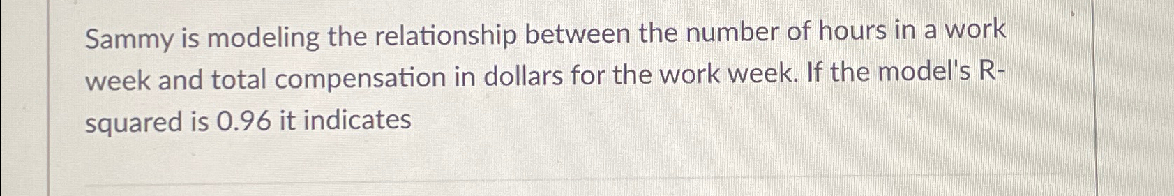 Solved Sammy is modeling the relationship between the number | Chegg.com