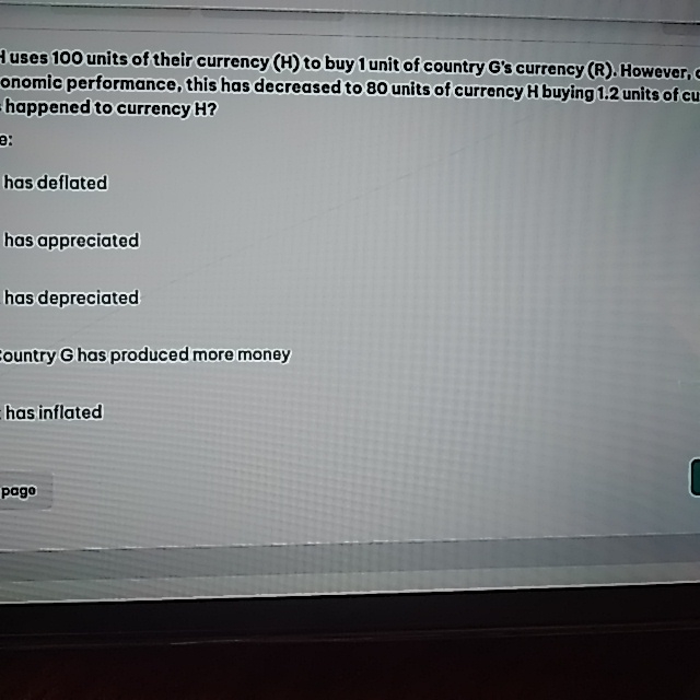 Solved Uses 100 ﻿units of their currency (H) ﻿to buy 1 ﻿unit | Chegg.com