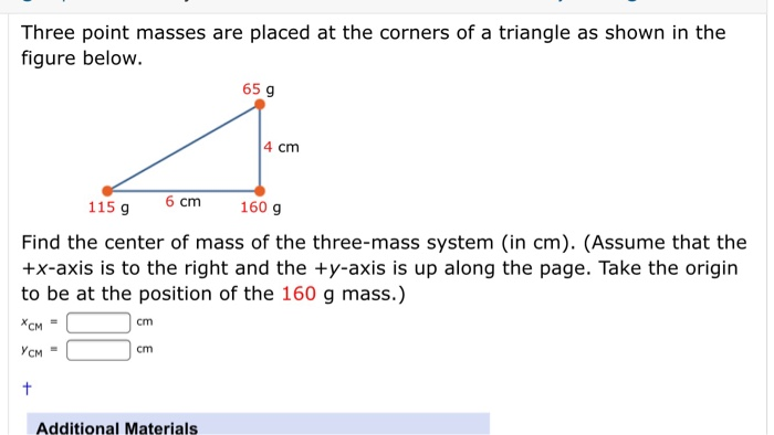 Solved Three point masses are placed at the corners of a | Chegg.com