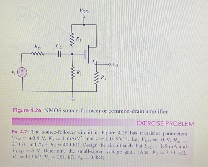 Solved Flgure 4 26 Nmos Source Follower Or Common Drain