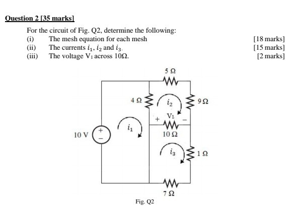 Solved Question 2 [35 marks] For the circuit of Fig. Q2, | Chegg.com