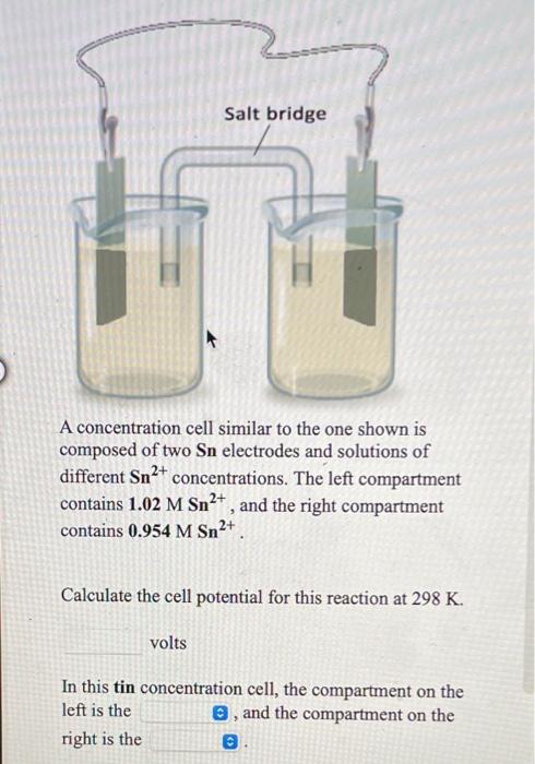 Solved Salt bridge A concentration cell similar to the one | Chegg.com