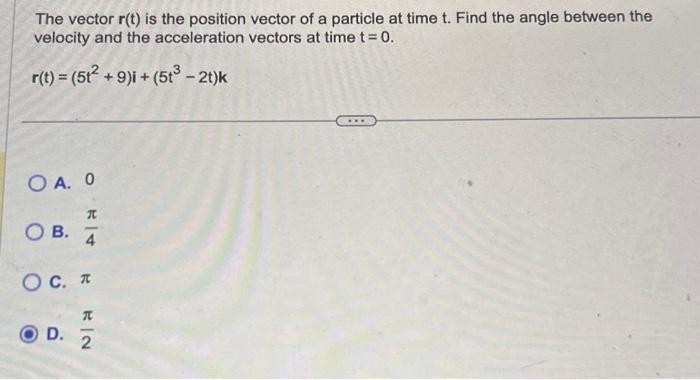 Solved The vector r(t) is the position vector of a particle | Chegg.com