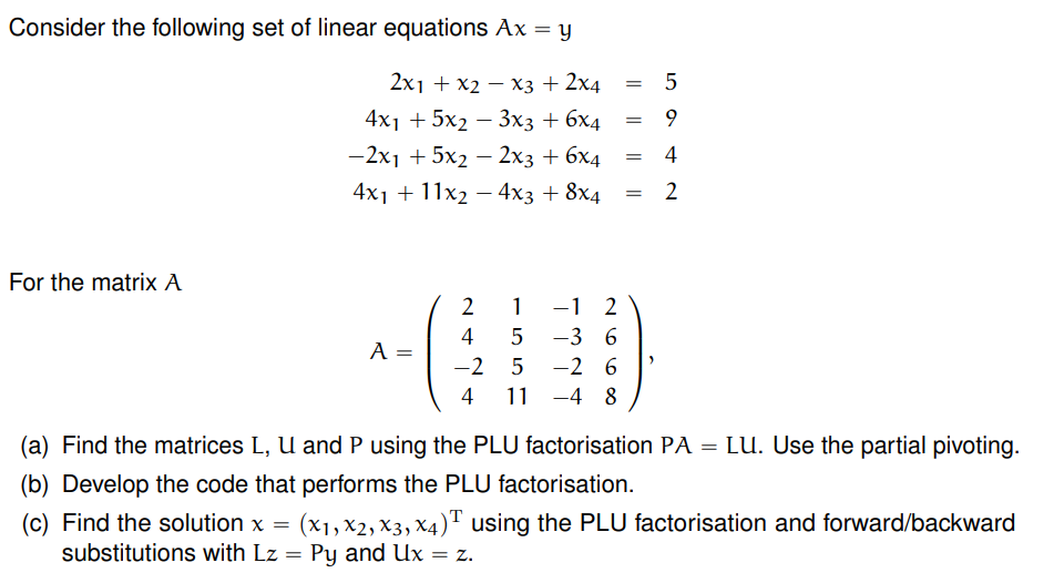 Consider the following set of linear equations | Chegg.com