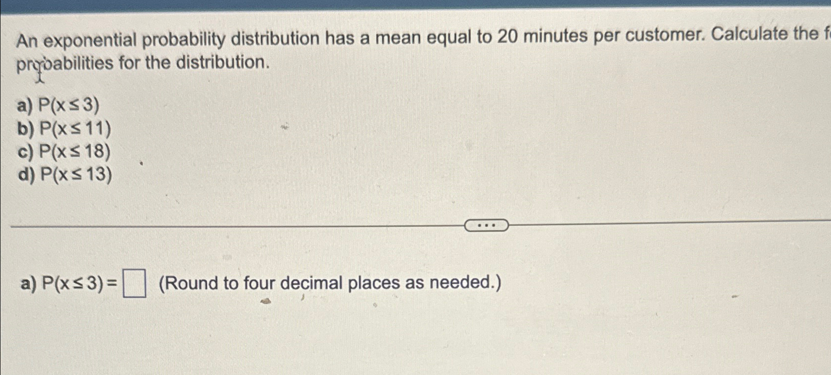 Solved An exponential probability distribution has a mean | Chegg.com
