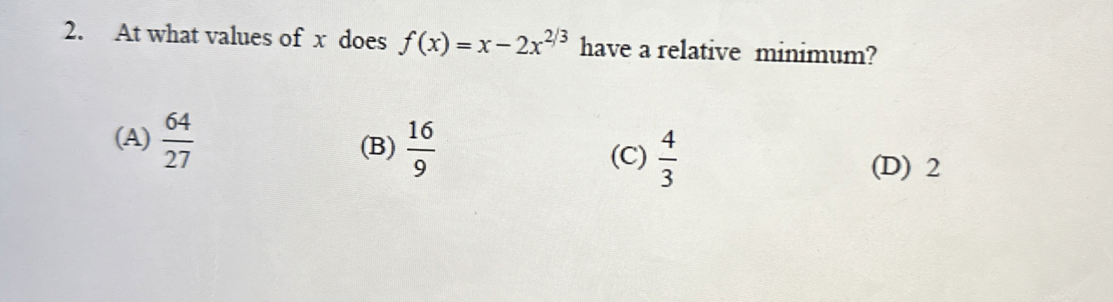 Solved At what values of x ﻿does f(x)=x-2x23 ﻿have a | Chegg.com