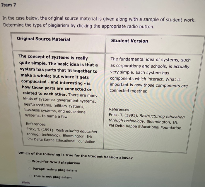 Solved Item 7 In the case below, the original source | Chegg.com