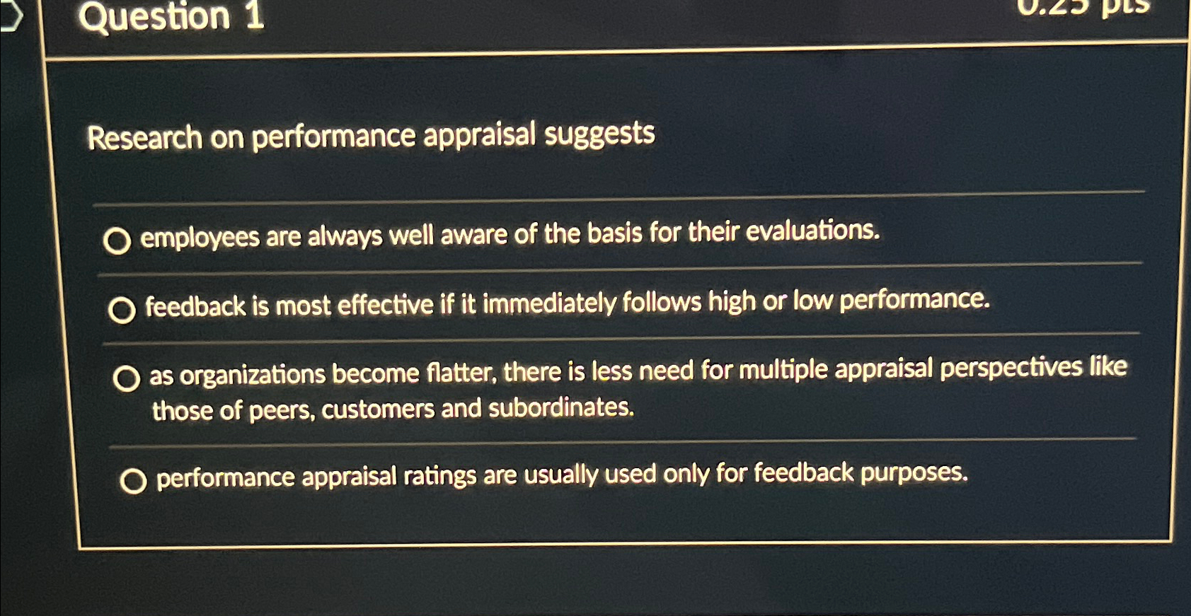 Solved Question 1Research on performance appraisal | Chegg.com