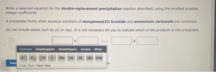 Solved Write a balanced equation for the double-replacement | Chegg.com
