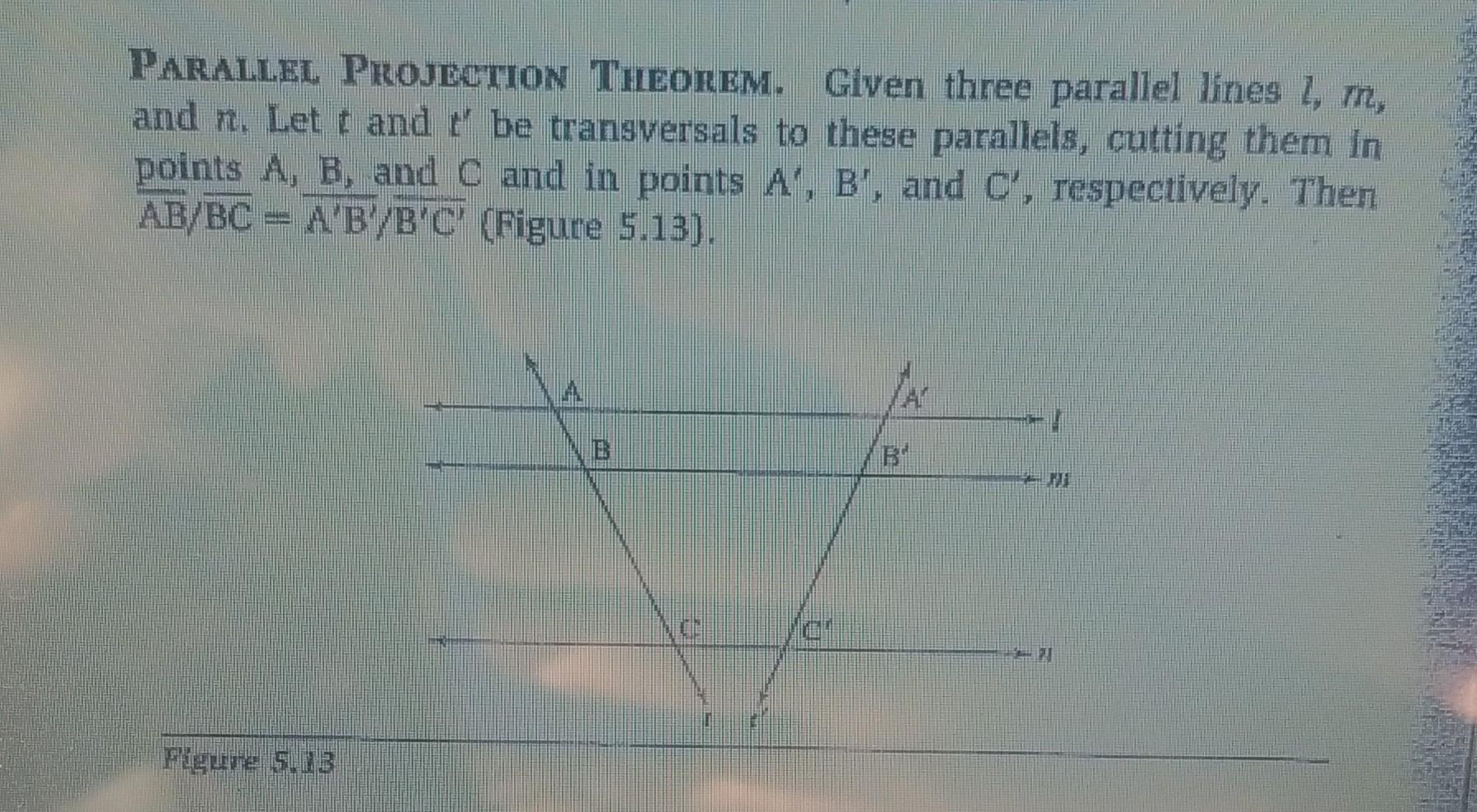 Solved PARALLEL PROJECTION THEOREM. Given three parallel | Chegg.com