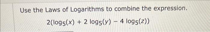 Solved Use the Laws of Logarithms to combine the expression. | Chegg.com