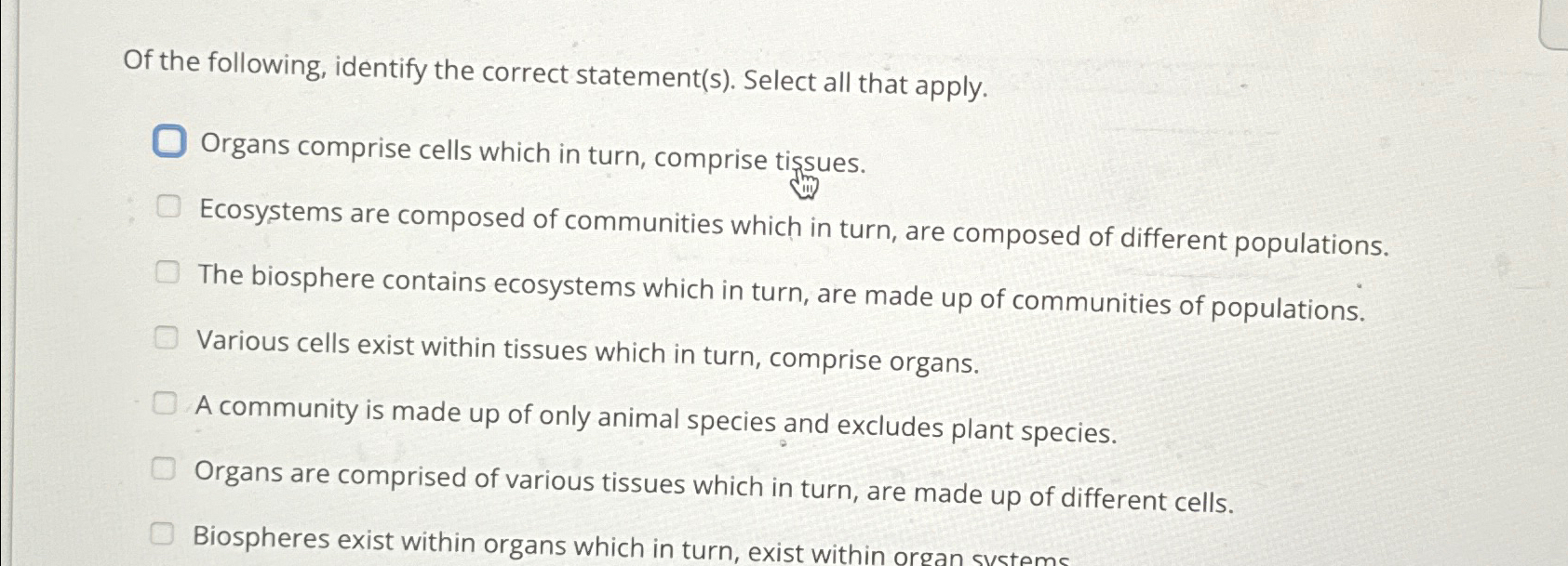 Solved Of the following, identify the correct statement(s). | Chegg.com