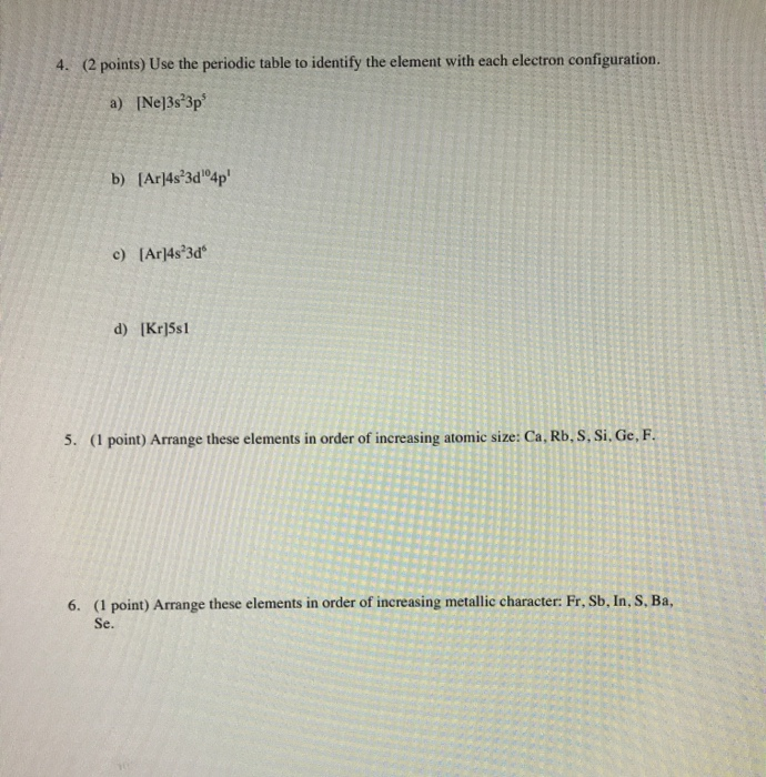 Solved 1 4 Points Write Full Electron Configurations And